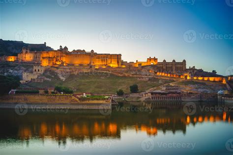 Night View Of Amber Fort Or Amer Fort In Jaipur Rajasthan India