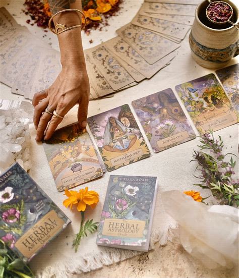 Herbal Astrology Oracle 55 Card Deck Guidebook Herbalism Deck Of