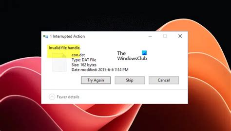 invalid file handle error during delete rename copy etc operations
