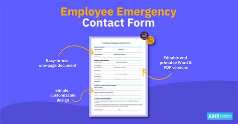 free employee emergency contract form word and editable pdf aihr