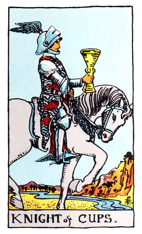 Knight Of Cups ~ Rider Waite Rider Waite Tarot Cards Knight Of Cups