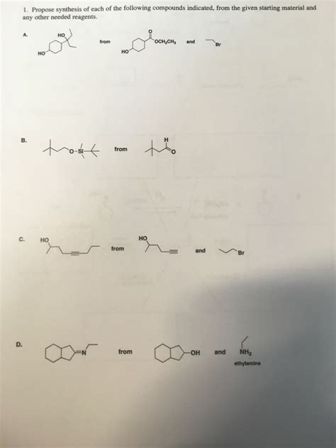 Solved Propose Synthesis Of The Following Compounds
