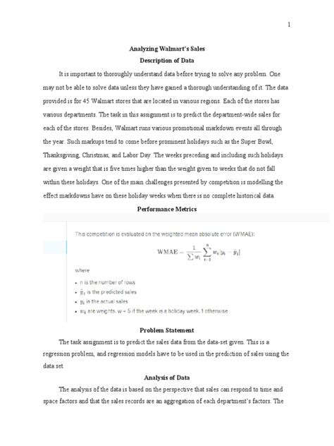 Analyzing Walmart Sales Pdf Regression Analysis Applied Mathematics