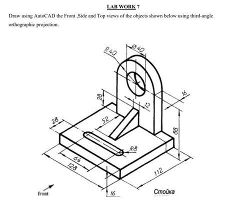 Solved Lab Work 7draw Using Autocad The Front Side And Top