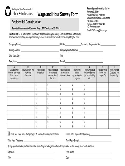 Fillable Online Residential Construction Survey Form Residential Construction Survey Form