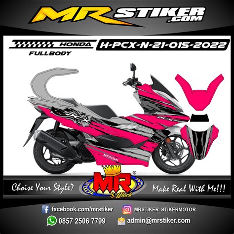 Stiker Motor Decal Honda Pcx New 2021 Pink Line Graphic Splat Street