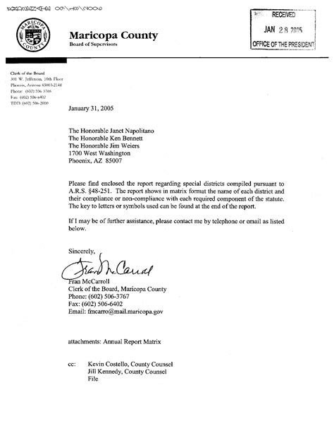 Maricopa County Special Taxing District Annual Compliance Report 2003