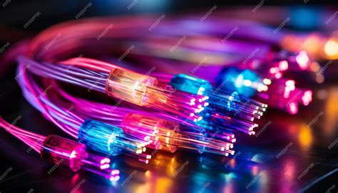 Premium Photo Abstract Fiber Optic Cable Light Background With Bokeh