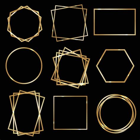 Premium Vector Golden Frames Isolated Black Background