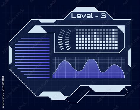 Futuristic Hud Interface Featuring Level 3 With Loading Bars Charts And Digital Infographic