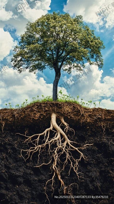 Ai创作图生命力树根 根与苗 树根气生根 生长中的根 树根发芽 带扩展根系的树 茂盛的根系 根系图片 生命之根 根的意义 树与根 树根蓝天