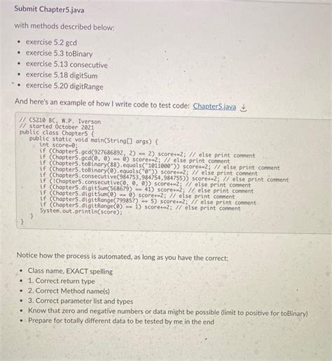 Solved Submit Chapter5java With Methods Described Below •