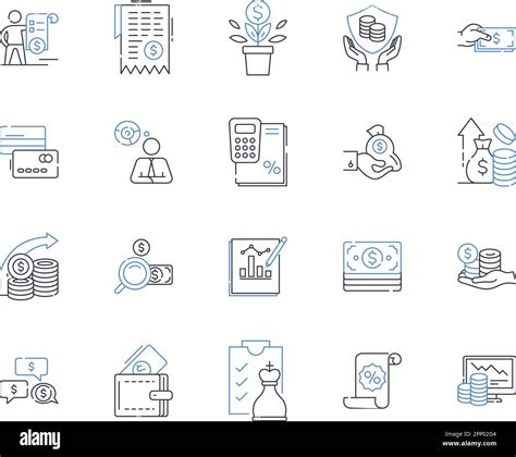 Investment Advisory Service Line Icons Collection Portfolio