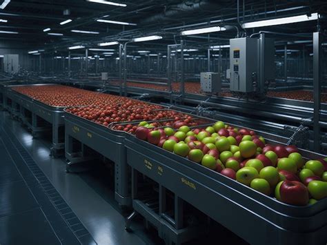 Premium Ai Image Apples In A Food Processing Facility Clean Ai Generative