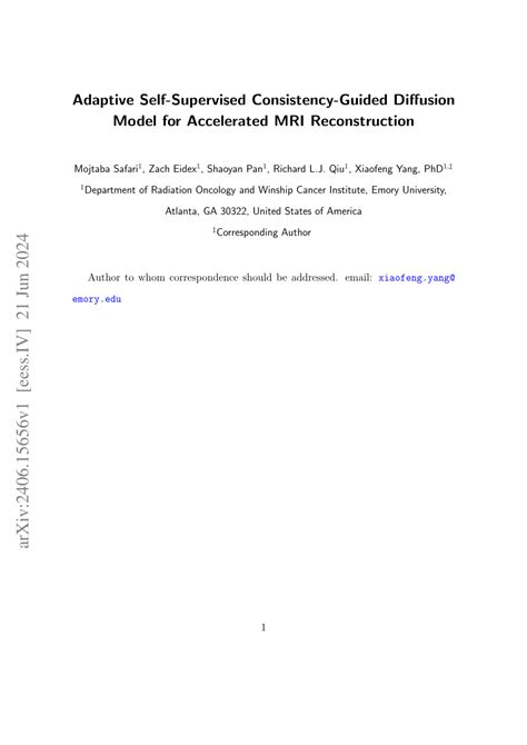 Pdf Adaptive Self Supervised Consistency Guided Diffusion Model For Accelerated Mri Reconstruction