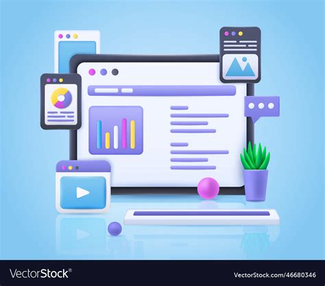 D Graphic Ux Ui Design Internet Website Create Vector Image