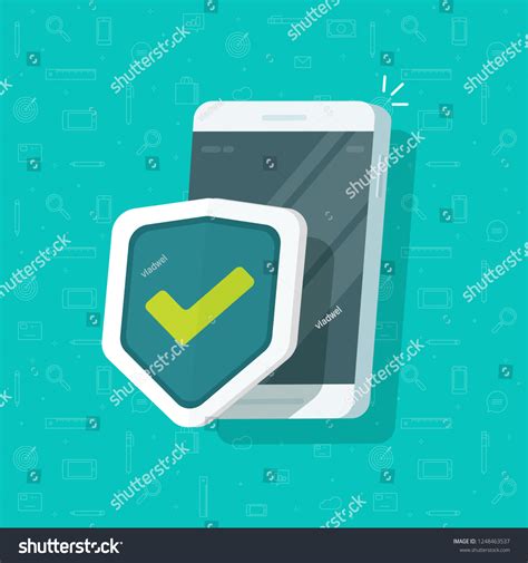 Mobile Phone Security Protection Vector Illustration Stock Vector