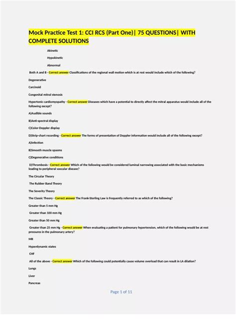 Mock Practice Test 1 CCI RCS Part One 75 QUESTIONS WITH COMPLETE SOLUTIONS CCI RCS