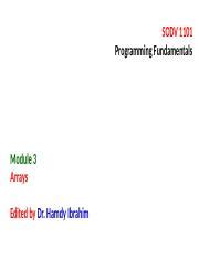 Arrays.pptx - SODV 1101 Programming Fundamentals Module 3 Arrays Edited ...