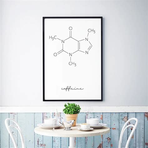 Caffeine Wall Art Molecule Art Molecular Structure Of Caffeine Digital Download
