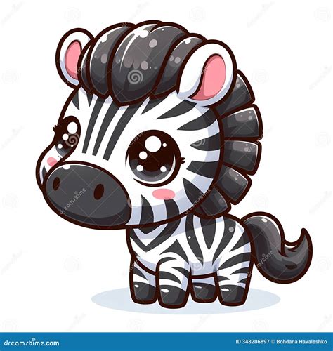 Chibi Zebra Illustration In Flat Style On White Background Isolated