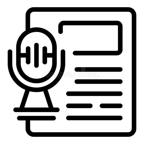 Mic Text Ai Icon Outline Vector Audio Transcribe Stock Illustration