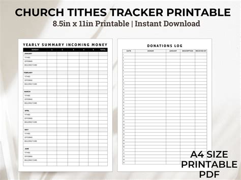 Church Tithe Tracker Giving Log Tithes And Offering Tracker Donations Log Tithe Log Tithing