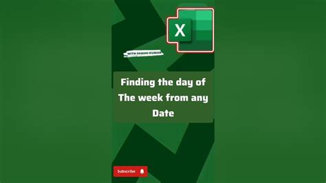 ms excel finding day from date msexcel exceltricks viral shorts