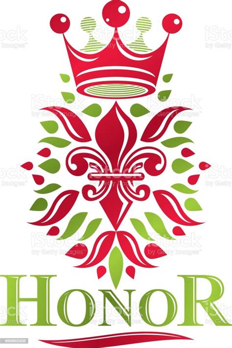 백합 꽃과 로얄 크라운 에코 제품으로 팔의 문장 학 외 투 장식적인 상징 벡터 일러스트 레이 션 백합 문양을 격리 0명에 대한 스톡 벡터 아트 및 기타 이미지 Istock