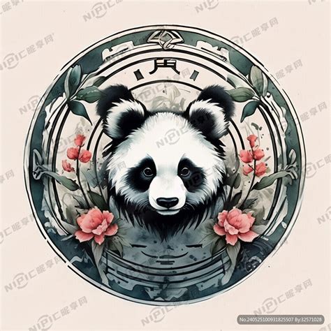 Ai创作图印章 篆体字 熊猫 昵图网