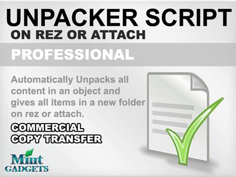 Second Life Marketplace Mintscripts Professional Automatic Unpacker