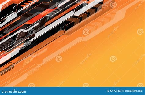 Abstract Black Grey White Line Cyber Futuristic Technology Geometric Arrow Dynamic On Orange