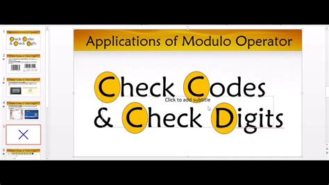 Application Of Modulo Operator Using Check Codes And Check Digits Youtube