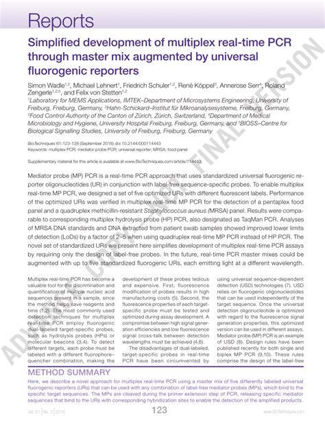 Pdf Simplified Development Of Multiplex Real Time Pcr Through Master