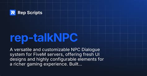 [free] Advanced Npc Dialogue System Fivem Releases Cfx Re Community