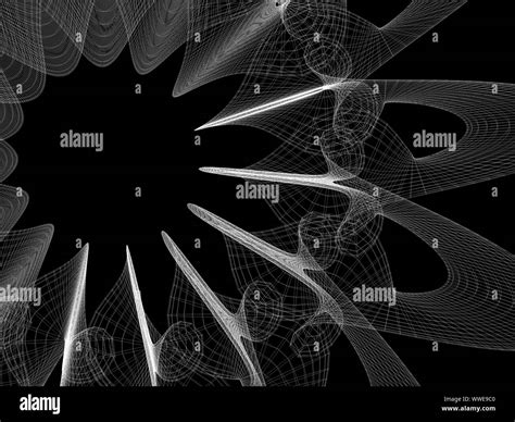 Abstract white parametric round wire-frame mesh structure isolated on ...