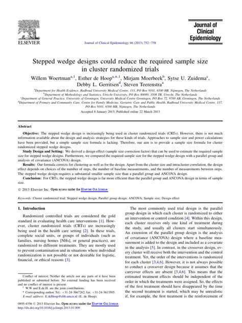 Stepped Wedge Designs Could Reduce The Required Sample Size In Cluster Randomized Trials Pdf