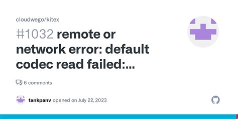remote or network error default codec read failed connection has been