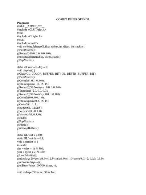 Comet Using Opengl Pdf