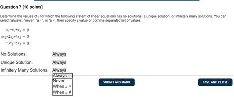 Solved Determine The Values Of A For Which The Following Chegg Com