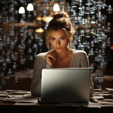 Premium Ai Image A Beautiful Young Woman Analyzing Computer Data