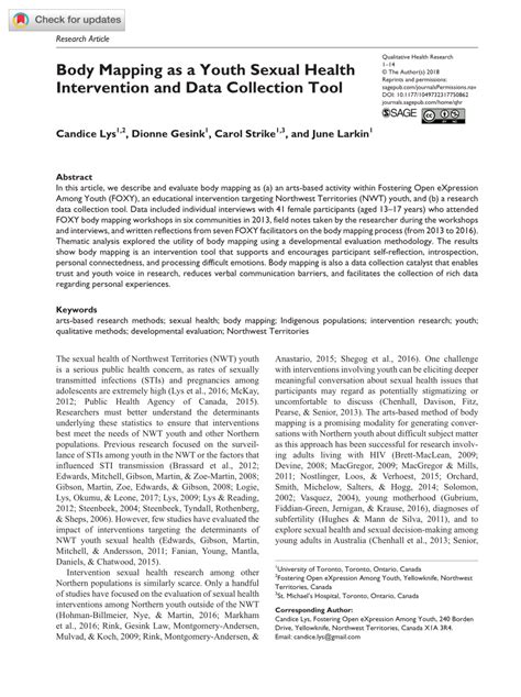 PDF Body Mapping As A Youth Sexual Health Intervention And Data Collection Tool