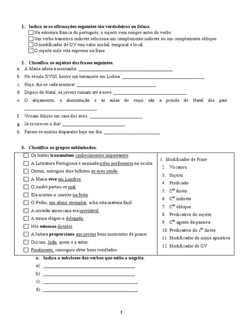 Ficha Portugues 9 Ano Revisao Gramatica Exames Pdf Assunto