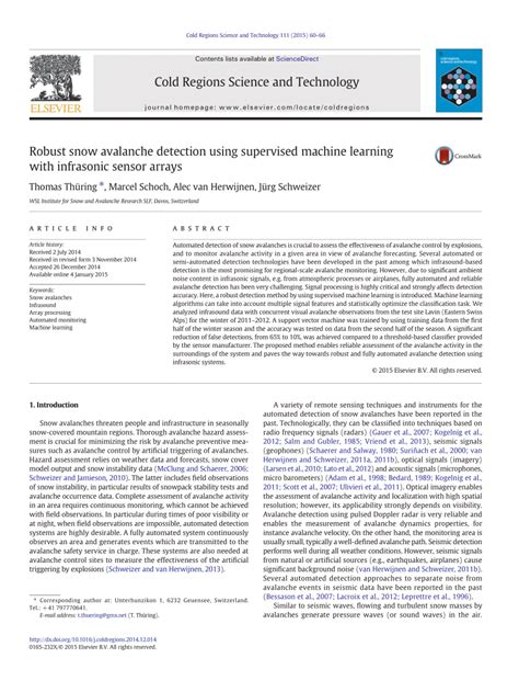 pdf robust snow avalanche detection using supervised machine learning