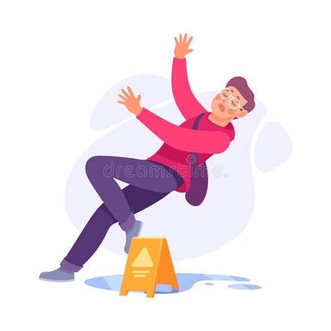 Falling Young Woman Character Slip On The Ground Vector Illustration