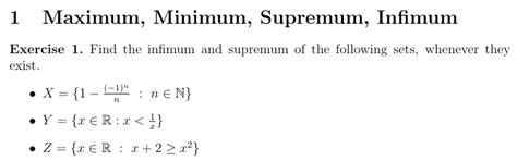 solved 1 maximum minimum supremum infimum exercise 1
