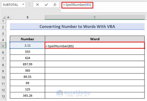 How To Convert Numbers To Words In Excel Without Vba