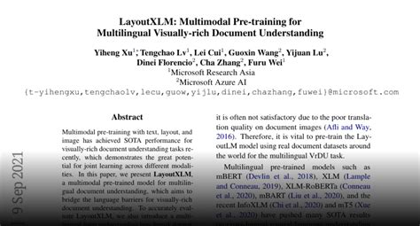 Paper Page Layoutxlm Multimodal Pre Training For Multilingual Visually Rich Document