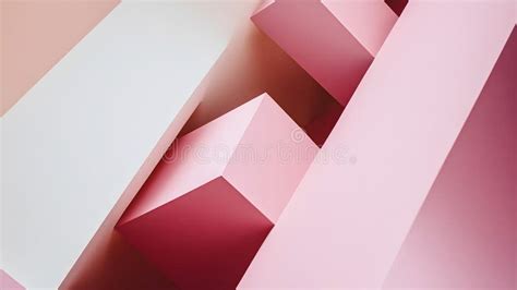 Abstract Composition Of Geometric Pink Shapes With Soft Shadows Creating A Minimalistic And