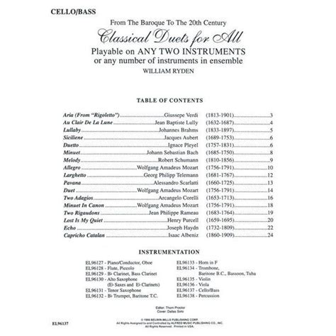 Alfred Music Publishing Classical Duets For All Cello United States